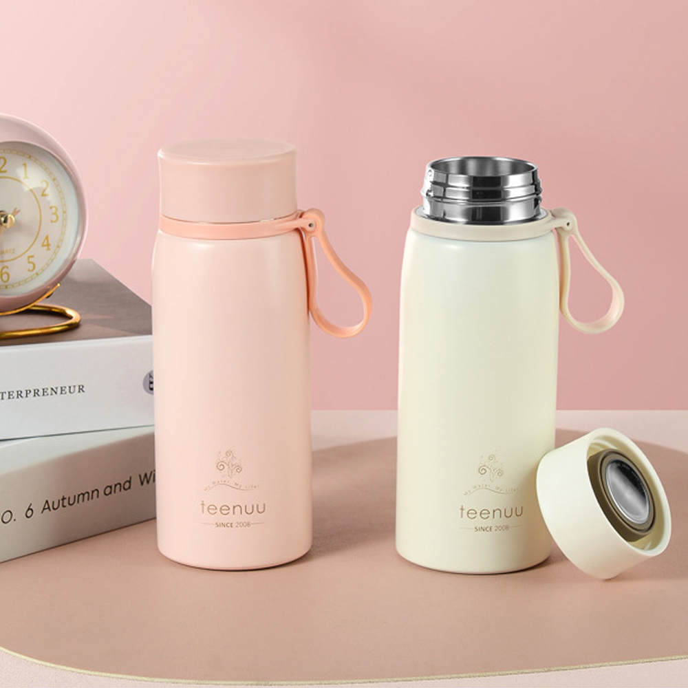 【PUSH!】戶外用品 2入組316不鏽鋼真空保溫杯便攜帶茶倉便攜水壺 口袋杯子水杯小水壺(400ML 二入 E197-2) - 全聯全電商