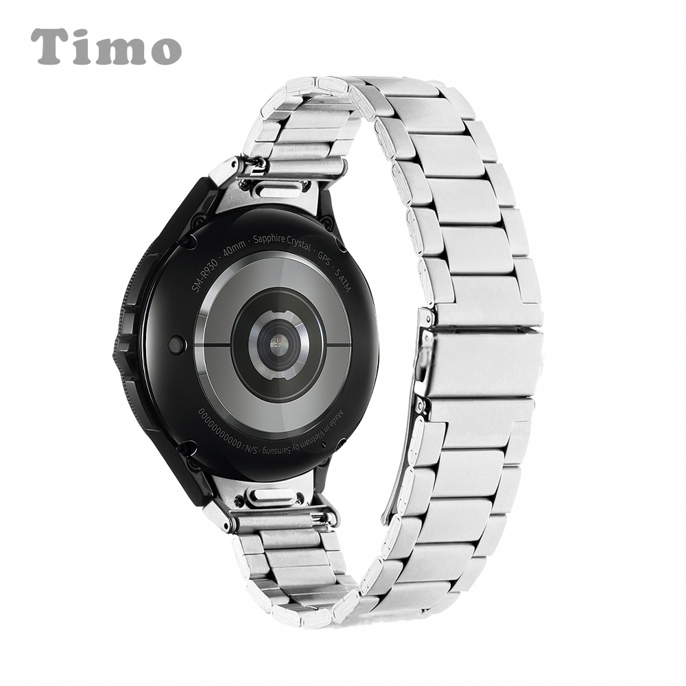 【Timo】SAMSUNG三星 Galaxy Watch 7/6/5 按鍵式不鏽鋼金屬錶帶(附調整器)(銀色/1入) - 全聯全電商