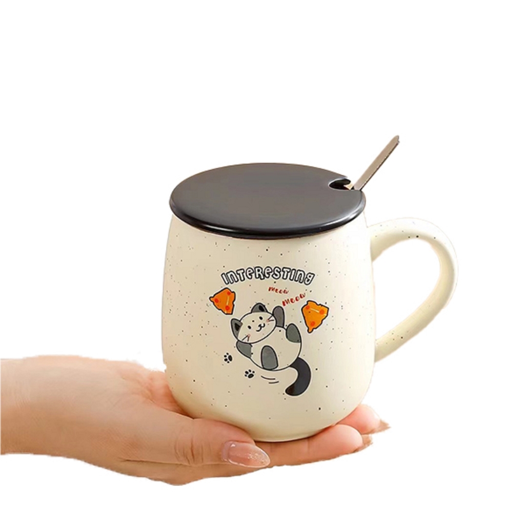 【No Brand】芝麻點貓咪馬克杯380ml B款(直徑8x高10cm) - 全聯全電商