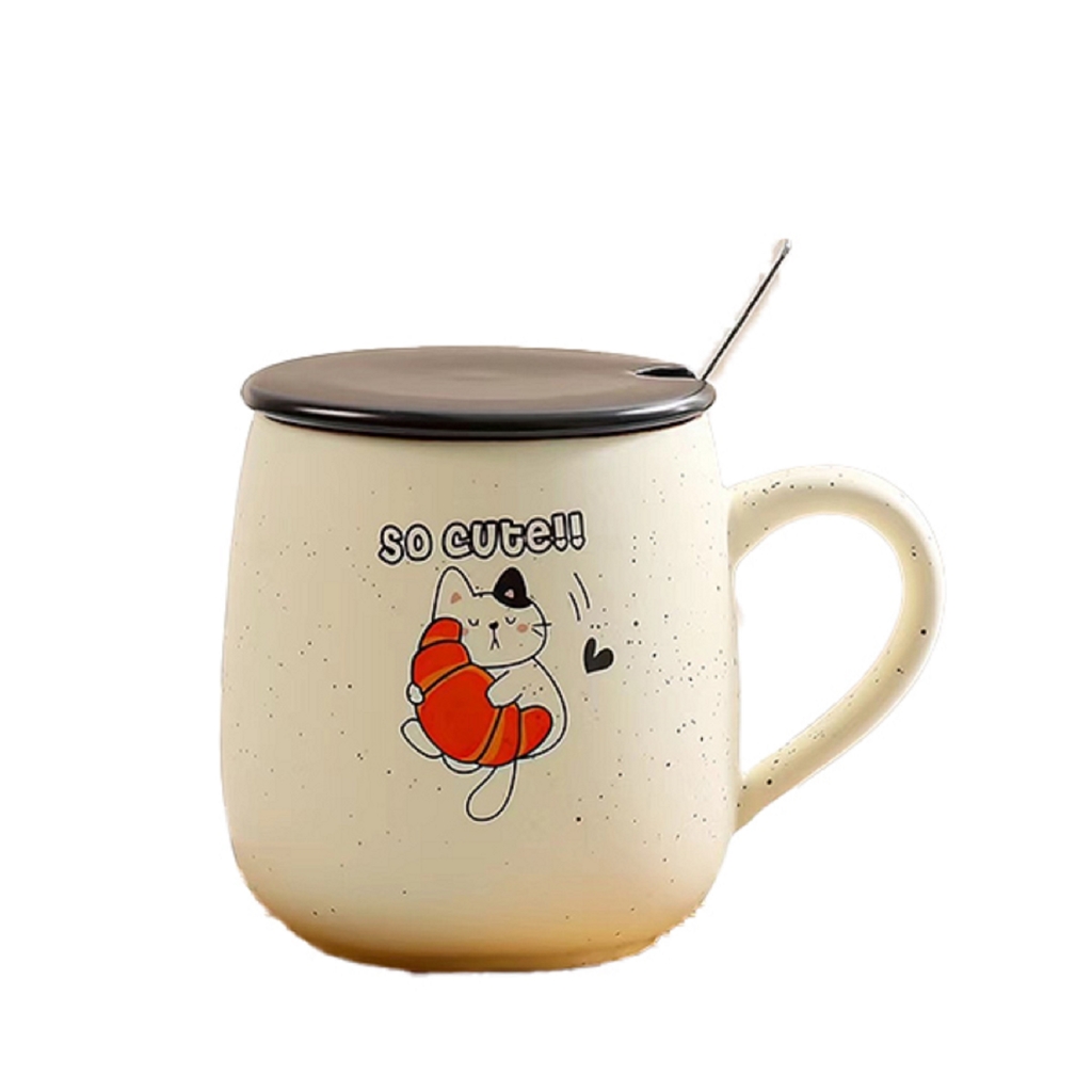 【No Brand】芝麻點貓咪馬克杯380ml C款(直徑8x高10cm) - 全聯全電商