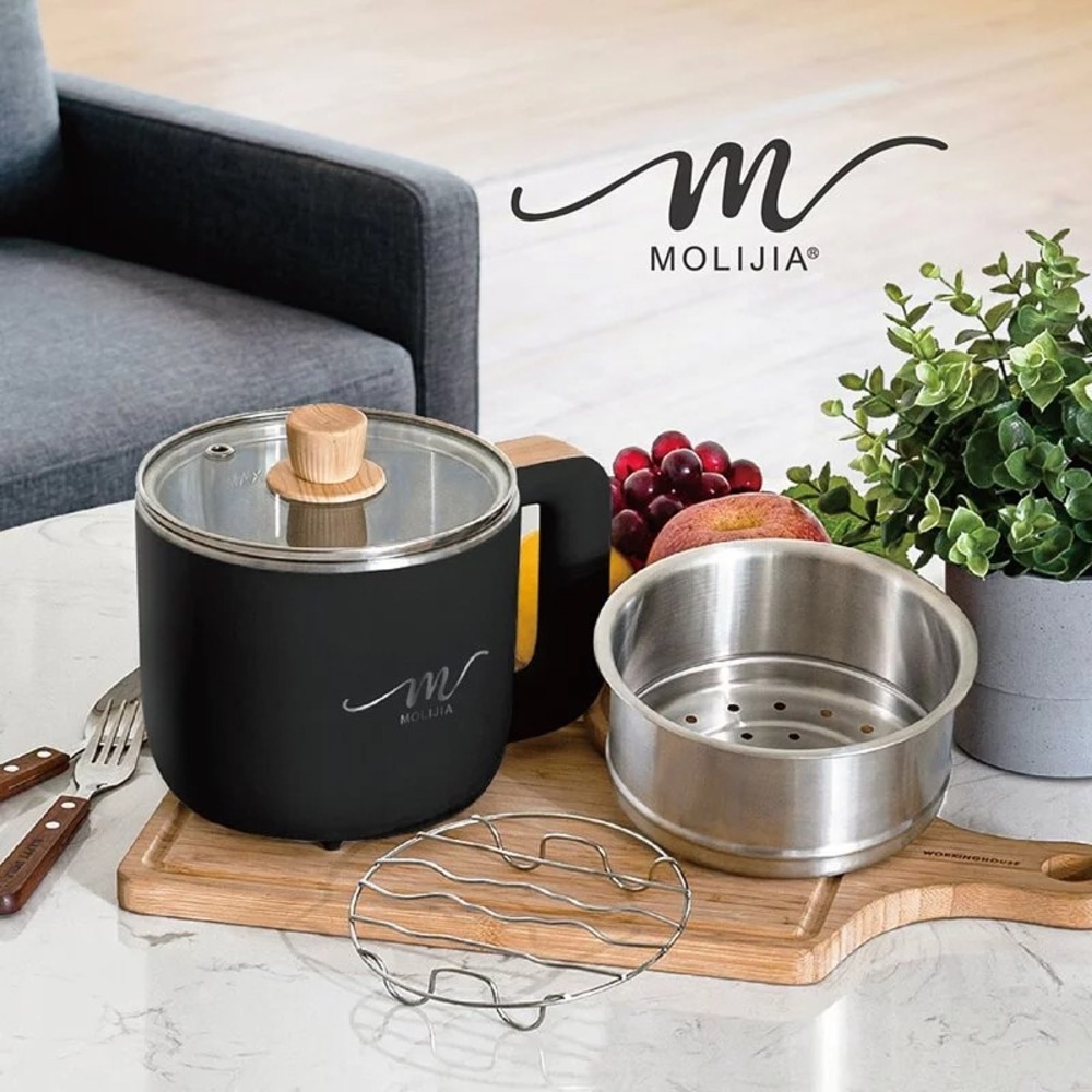 【MOLIJIA 魔力家】 M19 雙層防燙不鏽鋼快煮美食鍋+ M1909 蒸具二件套(1.2L) - 全聯全電商