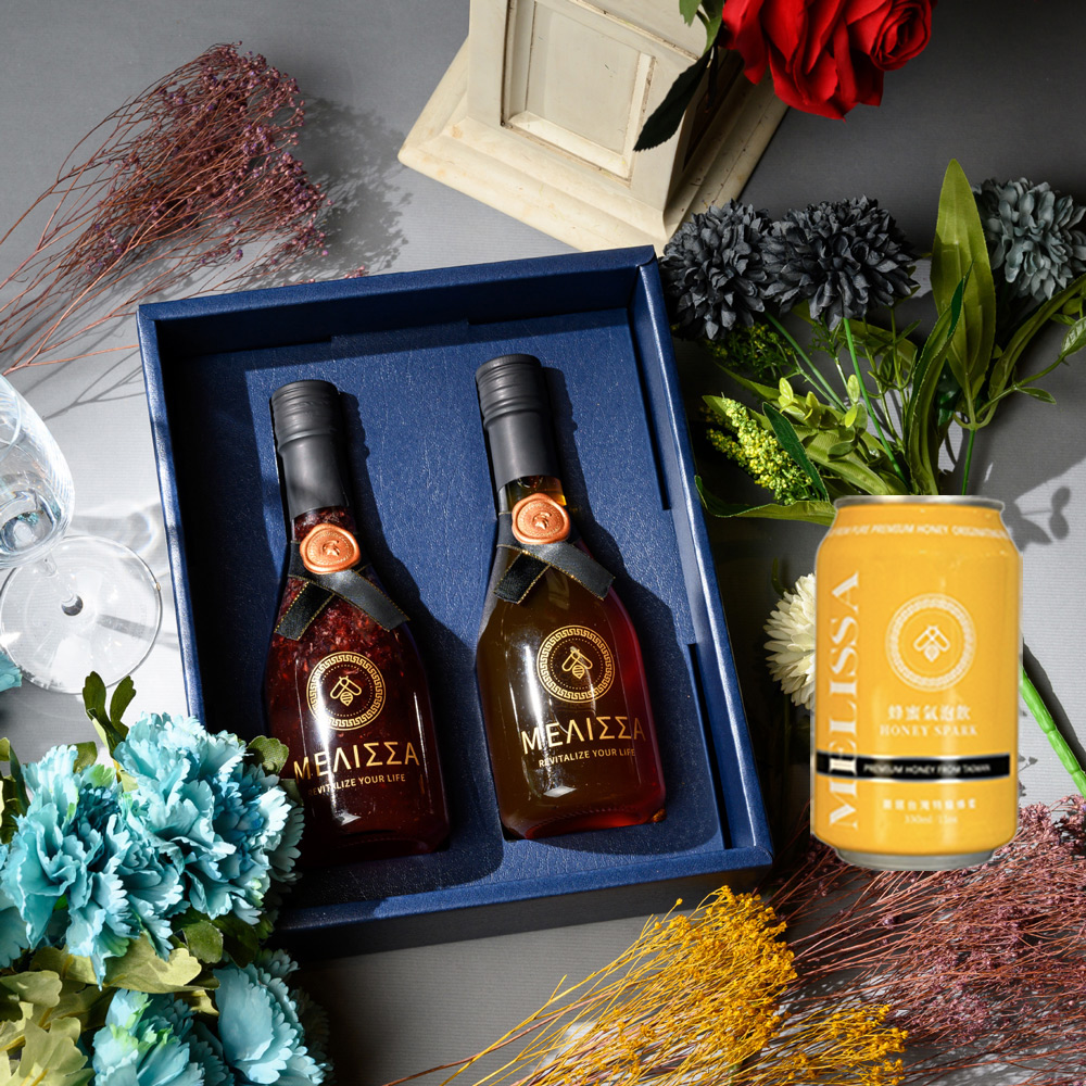 【Melissa】玫瑰420g+龍眼420g 2入蜂蜜禮盒(加送蜂蜜氣泡飲6入) - 全聯全電商