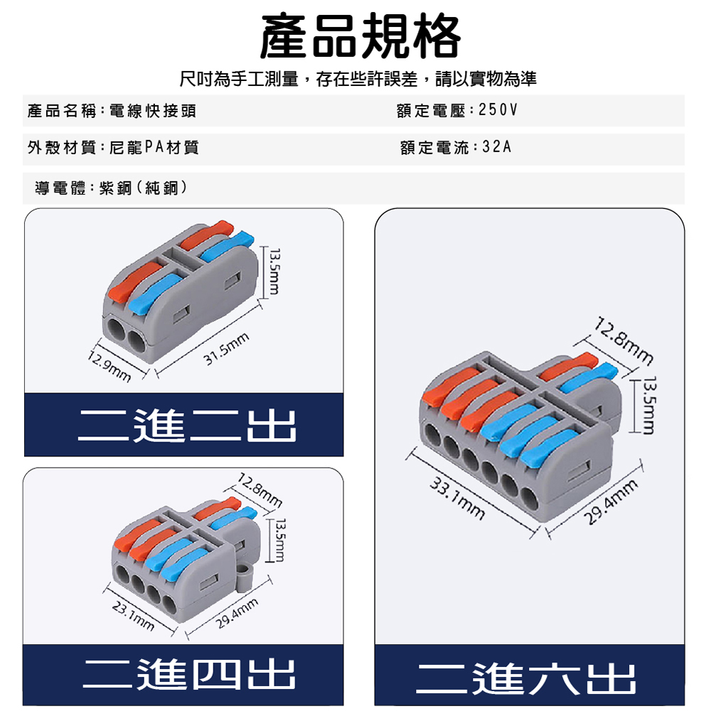 【青禾坊】2進4出 B24C 快速接頭-20入(接線端子/快接端子/電火布/絕緣膠帶/快速配線)( B24C ) - 全聯全電商