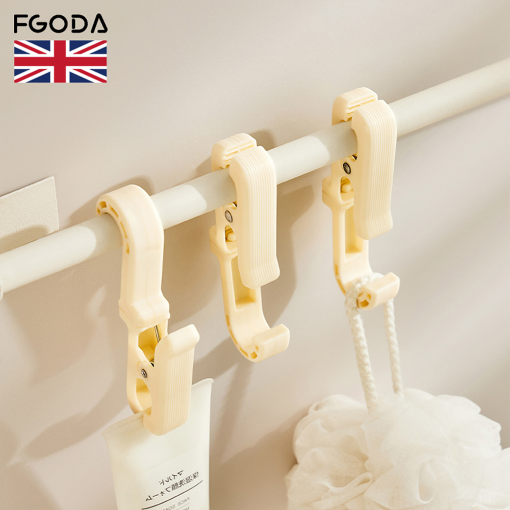 【英國 FGODA】旋轉式掛勾夾/萬用夾-3入裝-x3包(多功能掛/防滑掛鉤/頂部旋轉鉤) - 全聯全電商
