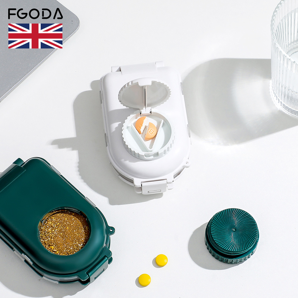 【英國 FGODA】便攜式多功能藥盒-附切藥器-多色可選(藥盒/小藥盒/便攜藥盒) - 全聯全電商