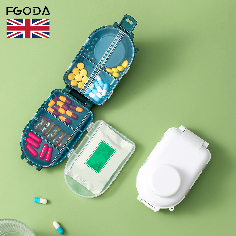 【英國 FGODA】便攜式多功能藥盒-附切藥器-多色可選(藥盒/小藥盒/便攜藥盒) - 全聯全電商