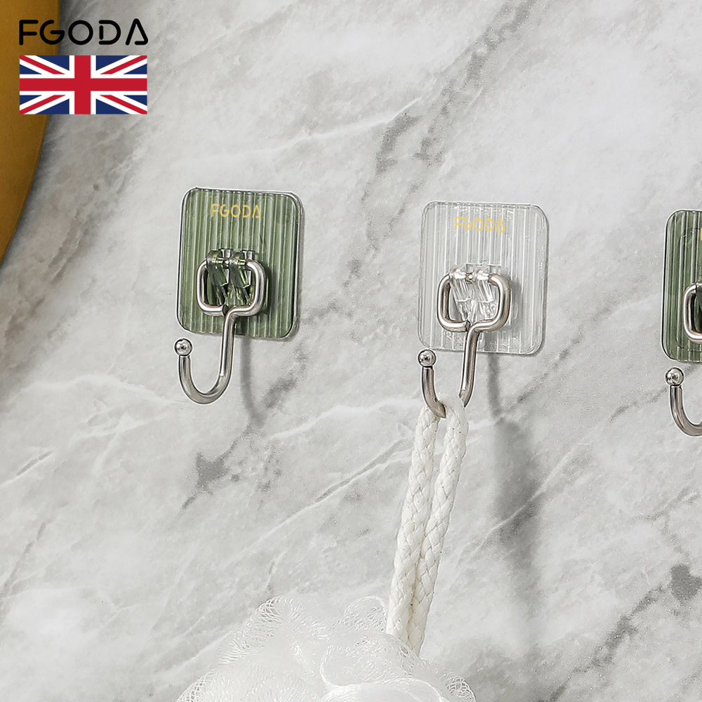 【英國 FGODA】無痕免鑽釘掛鉤-4入裝-x3包-多色可選(置物鉤/無痕貼/壁掛) - 全聯全電商