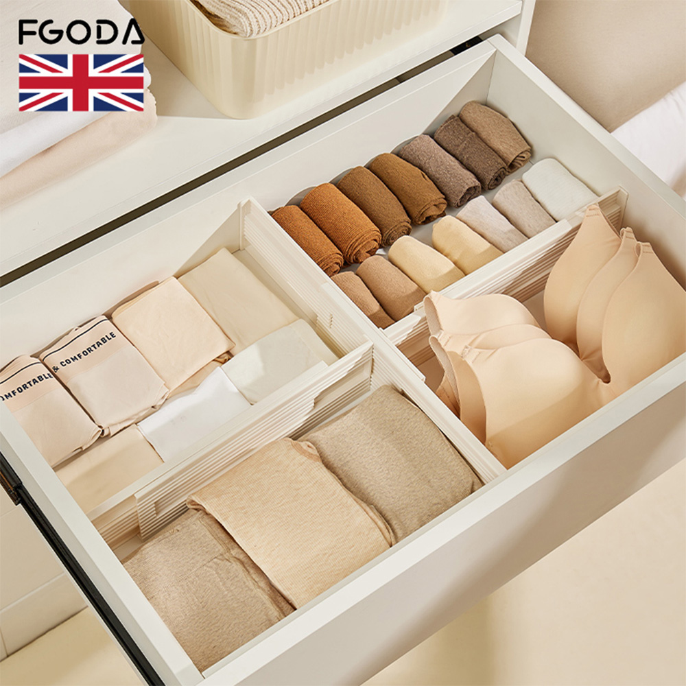 【英國 FGODA】伸縮式抽屜用隔板/分隔架-3入-多色可選(分類隔板/抽屜分隔板/櫃子分隔板) - 全聯全電商