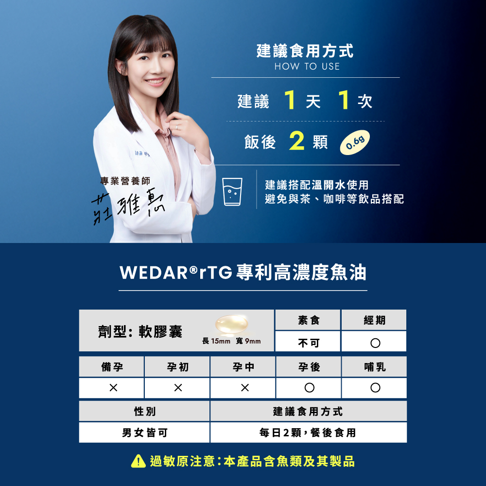 【WEDAR 薇達】rTG專利高濃度魚油(30顆/盒，4盒組) - 全聯全電商
