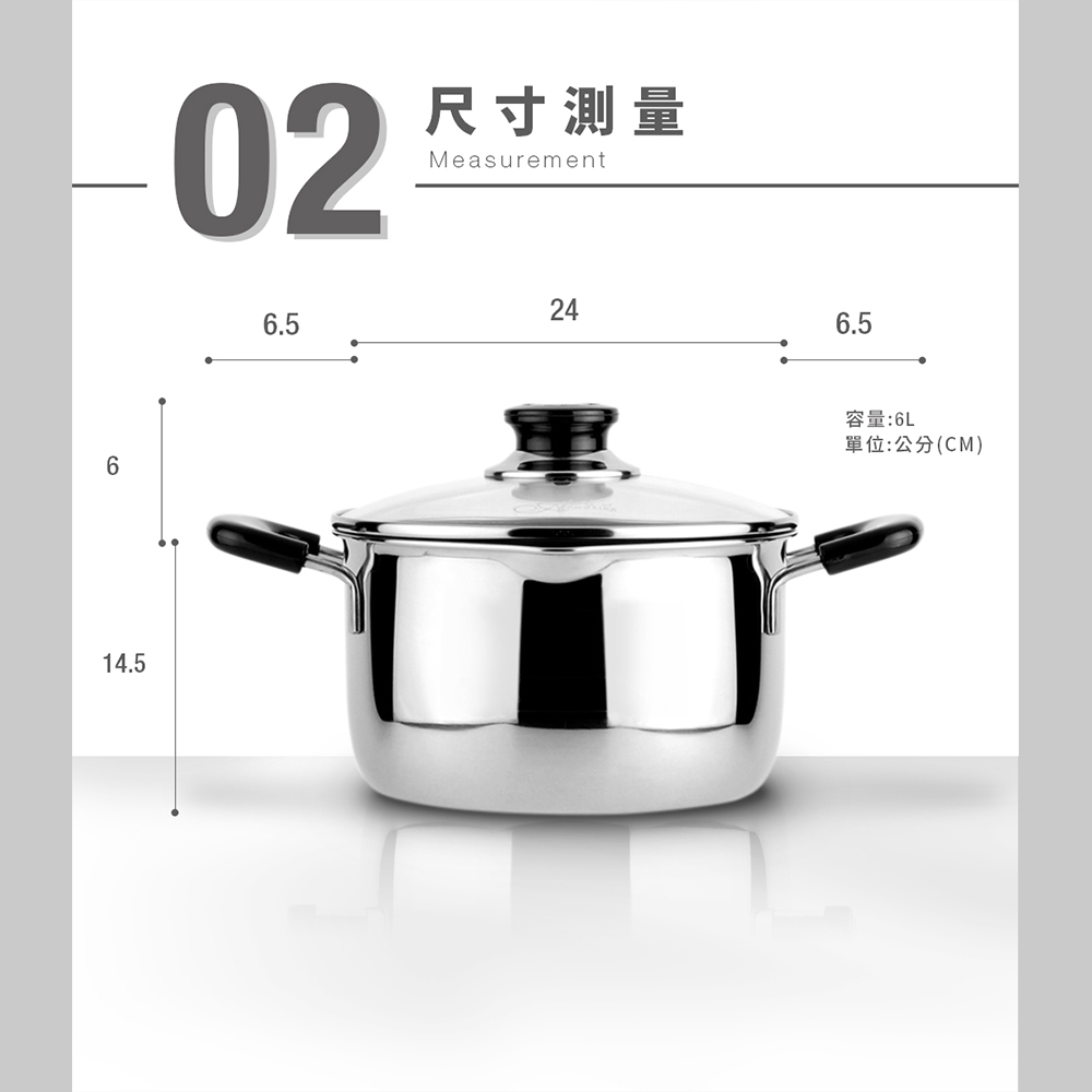 【ZEBRA 斑馬牌】304不鏽鋼 24CM CESAR雙耳湯鍋 6.0L(附瀝水玻璃蓋 雙耳鍋) - 全聯全電商