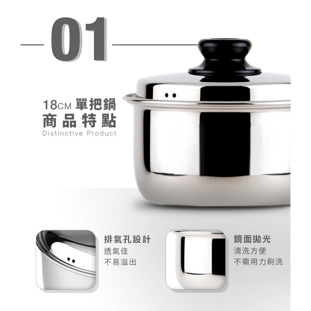 【ZEBRA 斑馬牌】304不鏽鋼 18CM CARRY單把鍋 2.5L(牛奶鍋 泡麵鍋 單把湯鍋) - 全聯全電商