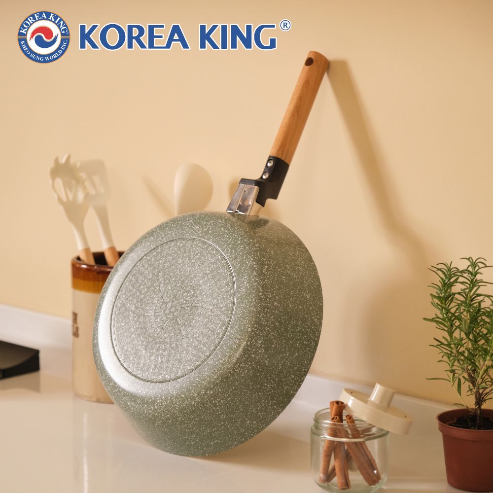 【Korea King】Woody 木質調磨石陶瓷平底深鍋(26公分) - 全聯全電商