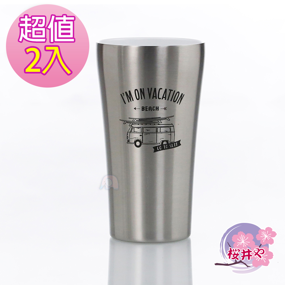 【LINOX】櫻井屋不鏽鋼陶瓷風保溫杯420ML-2入(不鏽鋼杯/隔熱杯/冰霸杯/保溫/隨行杯/環保杯/不鏽鋼)(1組) - 全聯全電商