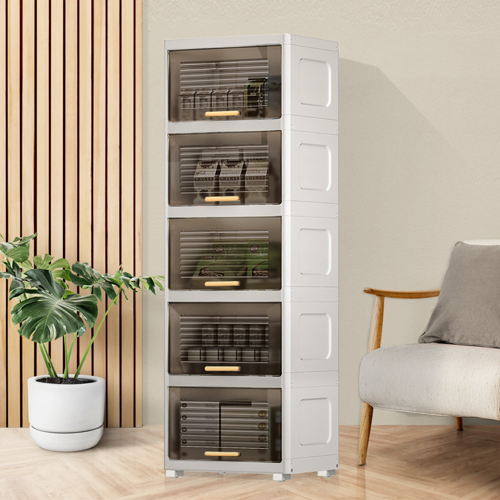 【AOTTO】40面寬翻蓋附輪五層收納櫃(1入) - 全聯全電商