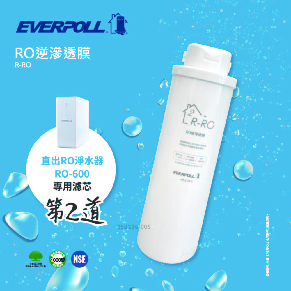 【EVERPOLL】R-RO RO逆滲透膜 薄膜 RO500 RO600 第二道(適用 RO-500 RO-600) - 全聯全電商