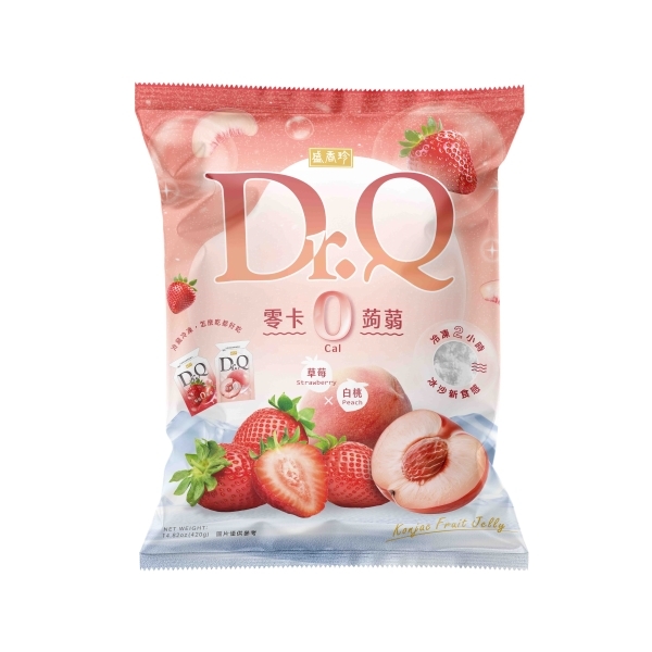 【盛香珍】Dr.Q零卡蒟蒻果凍-白桃風味+草莓風味(420g) - 全聯全電商