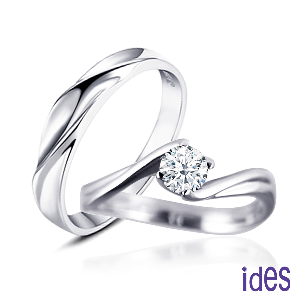 【ides 愛蒂思】情人禮系列 30分F/VS1頂級EX車工鑽石對戒情侶戒/愛相隨系列/(環抱) - 全聯全電商