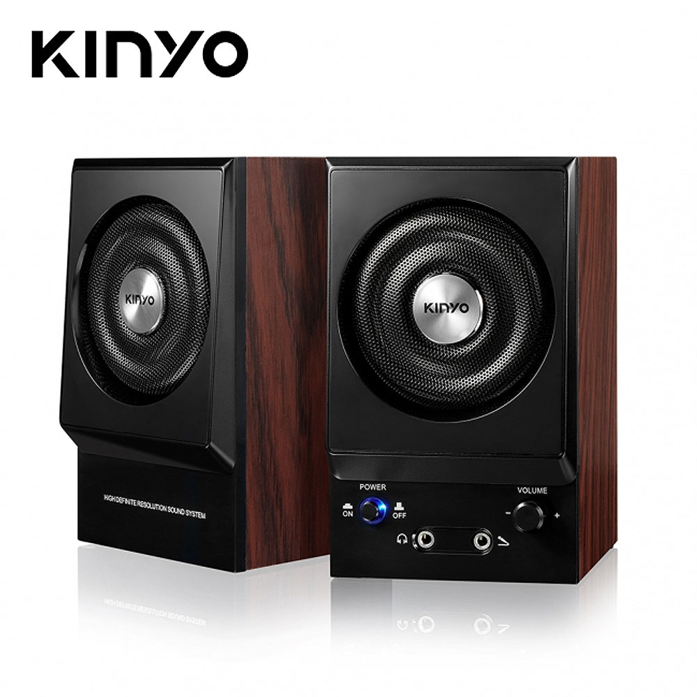 【KINYO】PS-2000 二件式木質喇叭(鏡亮面板搭配木紋紋理) - 全聯全電商