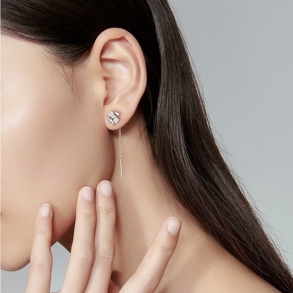 【A&R】s925純銀輕奢華四葉草流蘇耳線款((幸運草 耳針 情人節 生日禮物 抗敏感)) - 全聯全電商