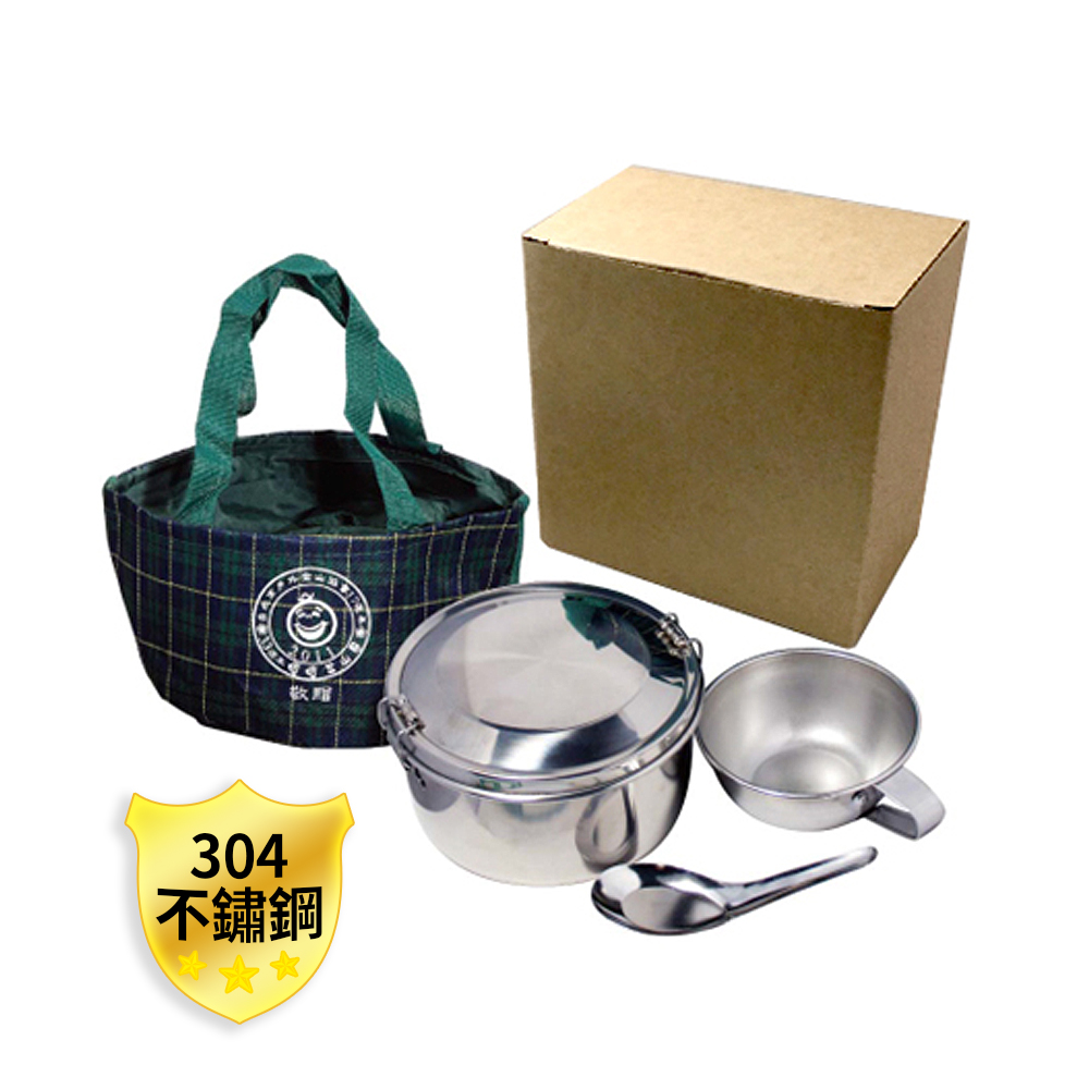 【DOLEE】304不鏽鋼14CM雙扣便當親子便當組 GF-103U(含菜盤+耳碗+小匙+束口提袋) - 全聯全電商