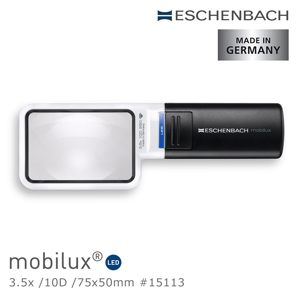 【Eschenbach】mobilux LED 3.5x/10D/75x50mm 德國製LED手持型非球面放大鏡(15113) - 全聯全電商