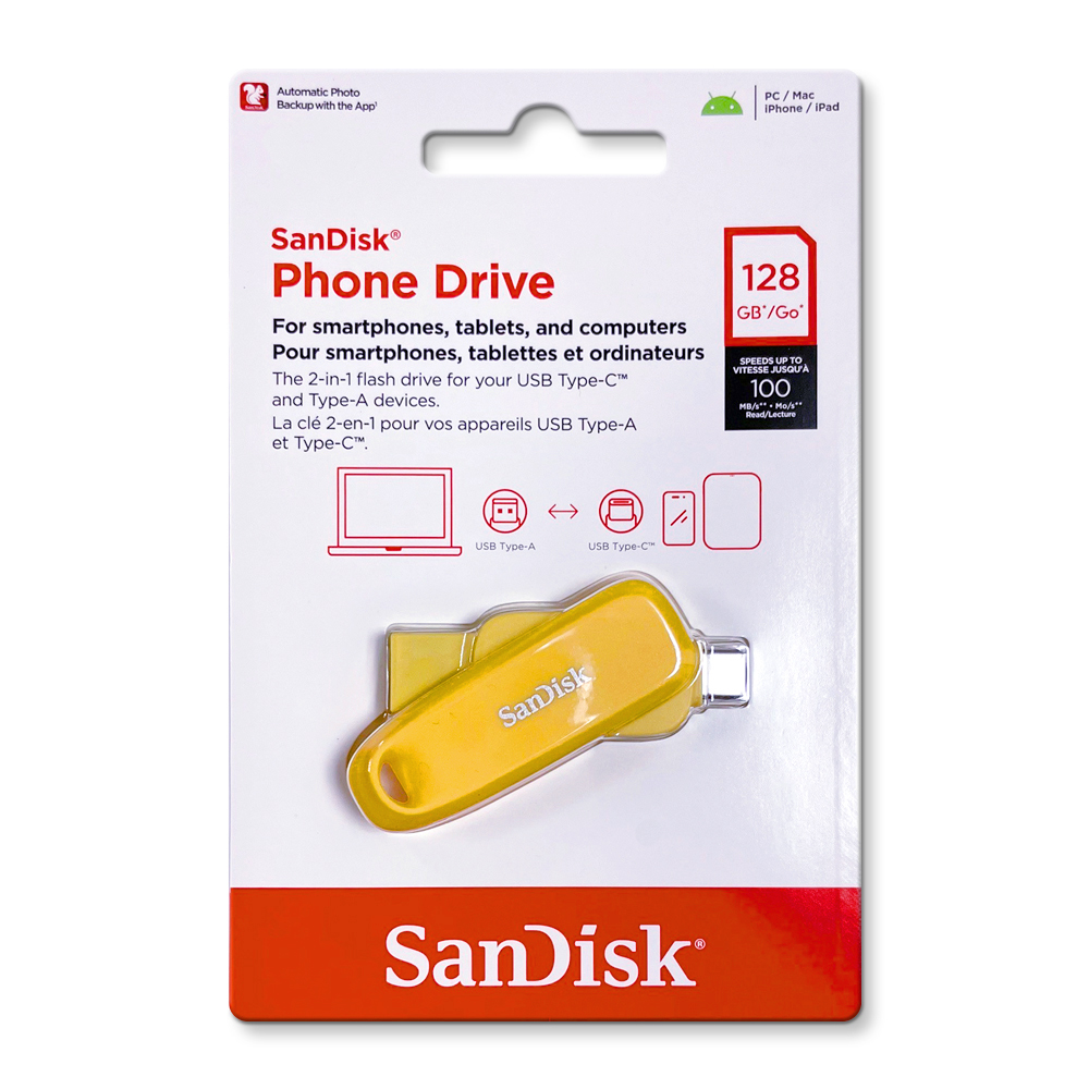 【SanDisk】SanDisk Phone Drive DDC6 128G Type-C OTG 隨身碟 黃色(SDDDC6) - 全聯全電商
