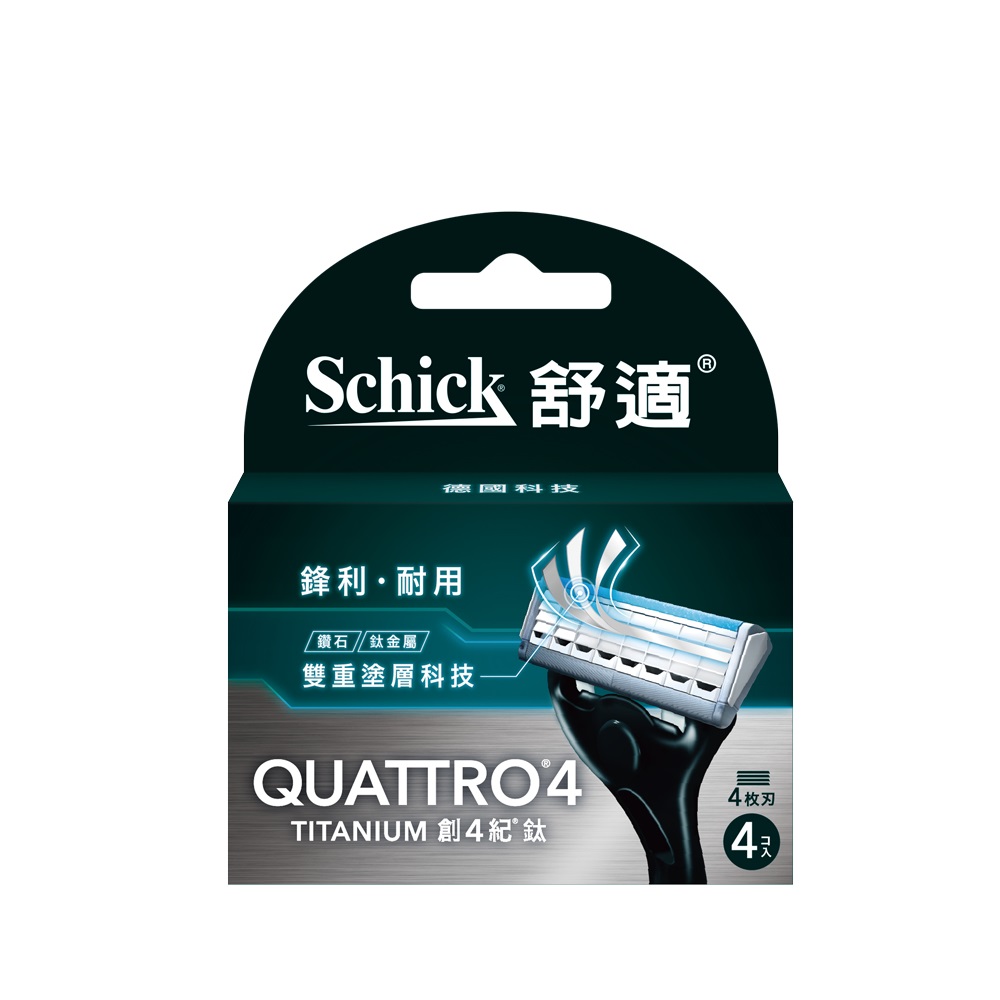 【Schick 舒適牌】Quattro4創4紀刮鬍刀片(4入裝) - 全聯全電商