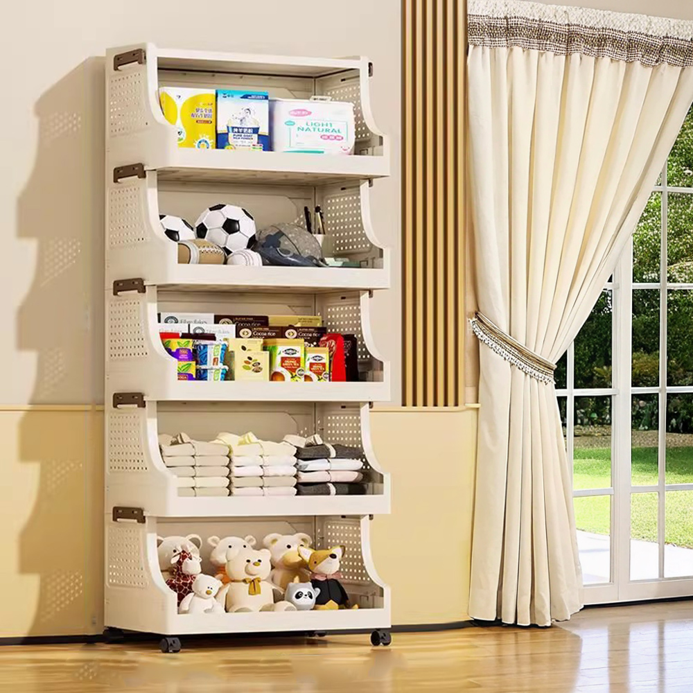 【MR.BOX】48面寬-摺疊斜口五層置物架(附輪) - 全聯全電商