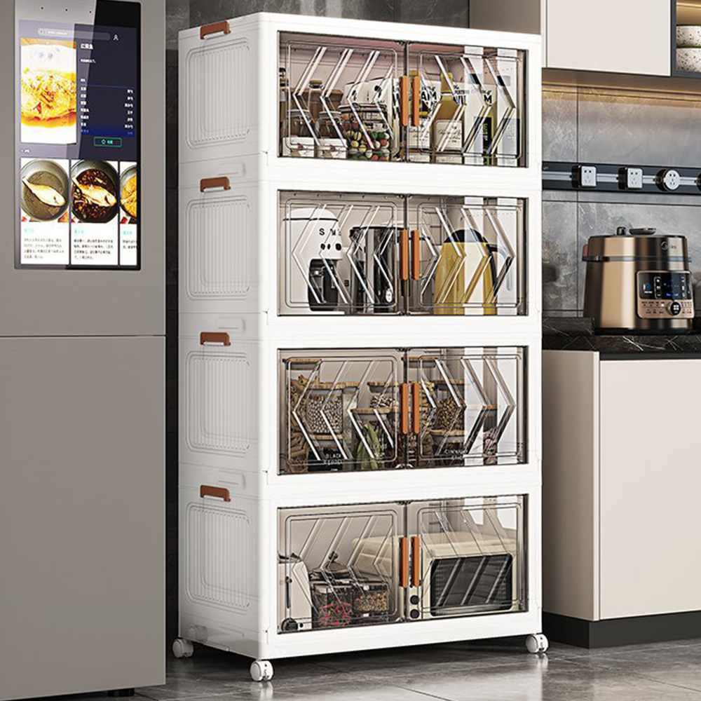 【Mr.box】50面寬摺疊雙開門四層收納櫃(附滑輪) - 全聯全電商